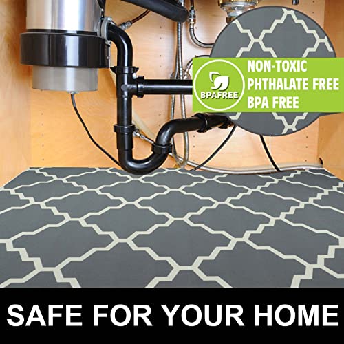 AiBOB Under The Sink Mat, 24 X 36 in, Durable Premium Mats Protect Kitchen and Bathroom Cabinets, Waterproof Absorbent Shelf Liner, Grey