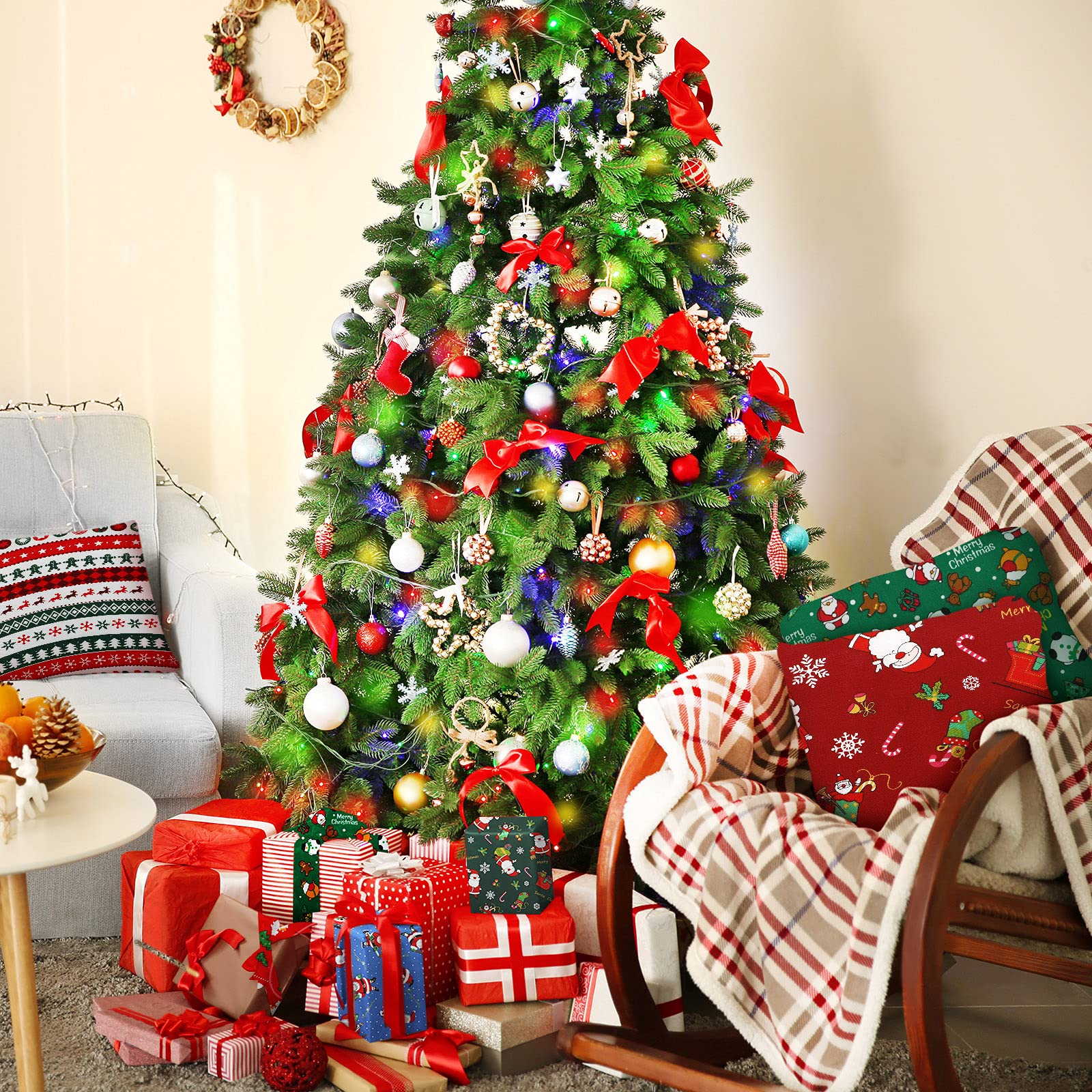 16 Pieces Christmas Fabric Fat Quarters Bundle Christmas Patterned Cotton Fabric Santa Claus Snowman Christmas Tree Print Quilting Fabric Cloth for Christmas Sewing Patchwork DIY Yard (16 x 20 Inch)