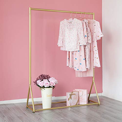 IronFashion Gold Clothing Rack, Boutique Display Clothes Rack with Wheels, Modern Garment Rack for Retail Use (47.24" L)