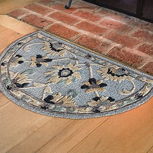 Lr Home Ox Bay Constance Gray Traditional Floral Filigree Organic Wool Indoor Hearth Area Rug