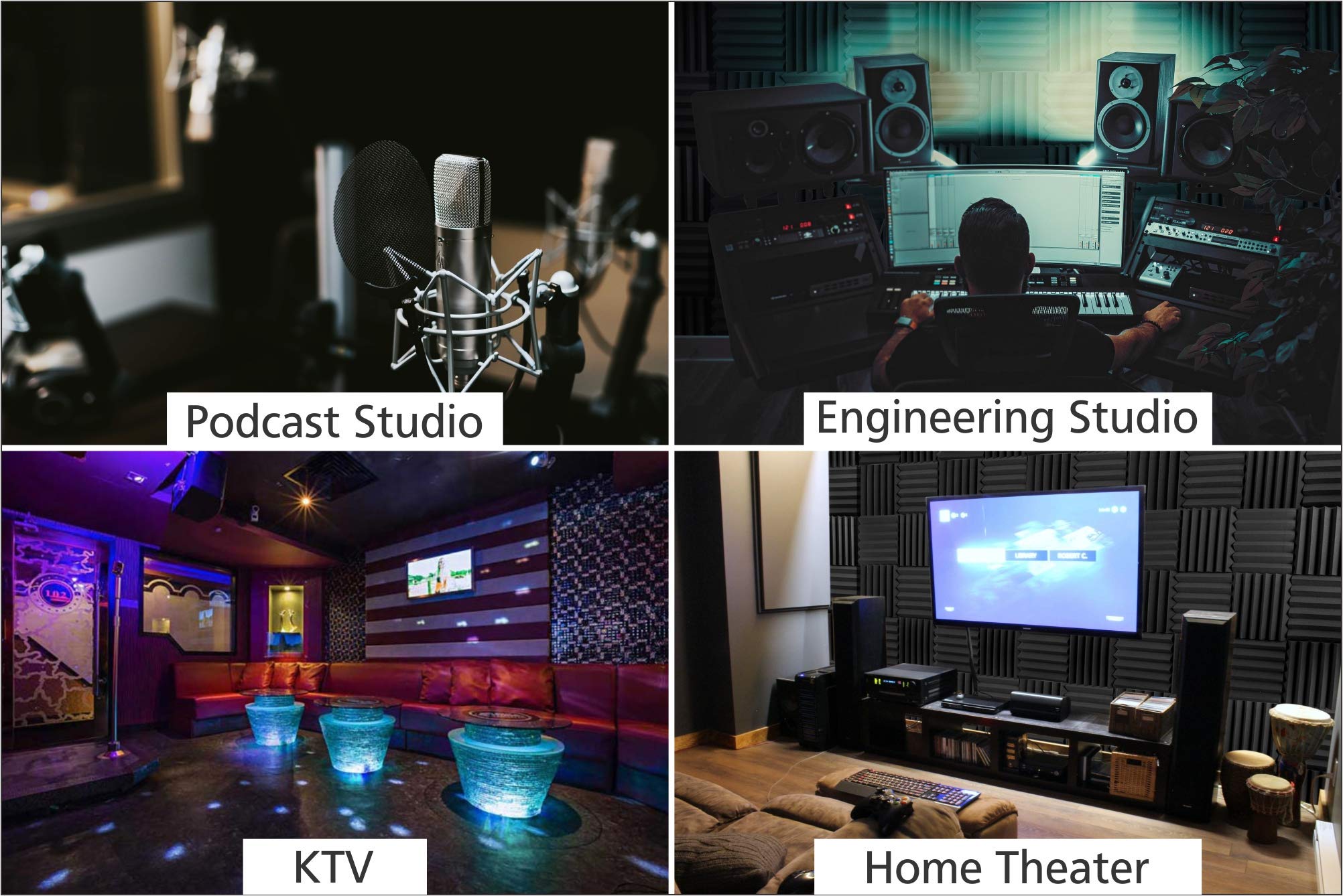 Acoustic Panels Soundproof Wall Panels- 24 Pack 2" x 12" x 12" Sound Proof Foam Panles Adhesive High Desnsity Fireproof Sound Panels Top Quality Sound Deadening Panels Ideal for Home & Studio
