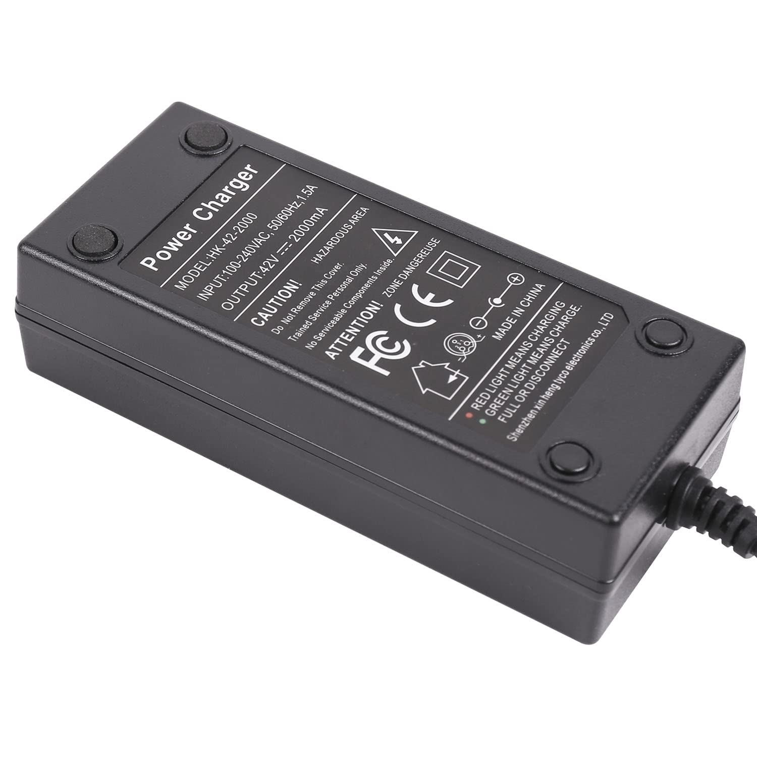 42V 2A DC Charger Power Supply Adapter Connector for 36V Electric Bike Lithium Battery Charger, for 36V li-on Battery Pack, , Diameter 5.5mm, 2.1mm Green