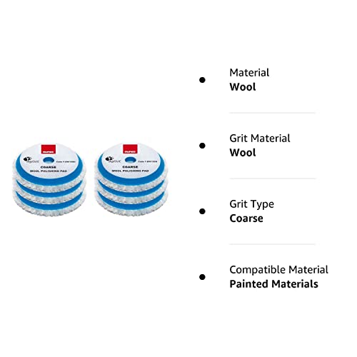 Detailer's Domain Rupes Bigfoot Coarse Blue Wool Pad 145mm/ 5.75" - 6 Pack