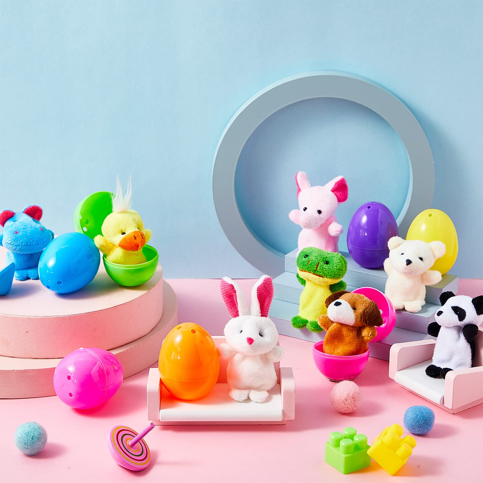 40 Pieces Finger Puppets Filled Easter Eggs Valentine's Day Gifts Mini Cartoon Animal Puppets Easter Basket Toys Soft Plush Dolls Props Filled Colorful for Easter Party Basket Stuffers Valentine's Day