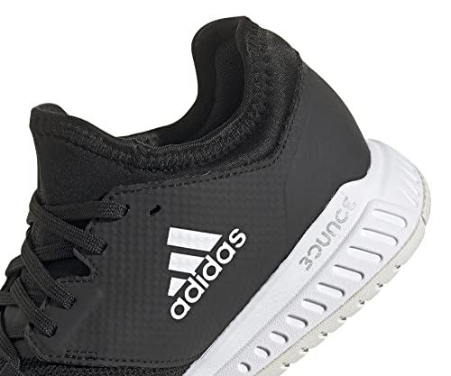 adidas Women's Court Team Bounce Volleyball Shoe, Black/White/Silver Metallic, 6.5