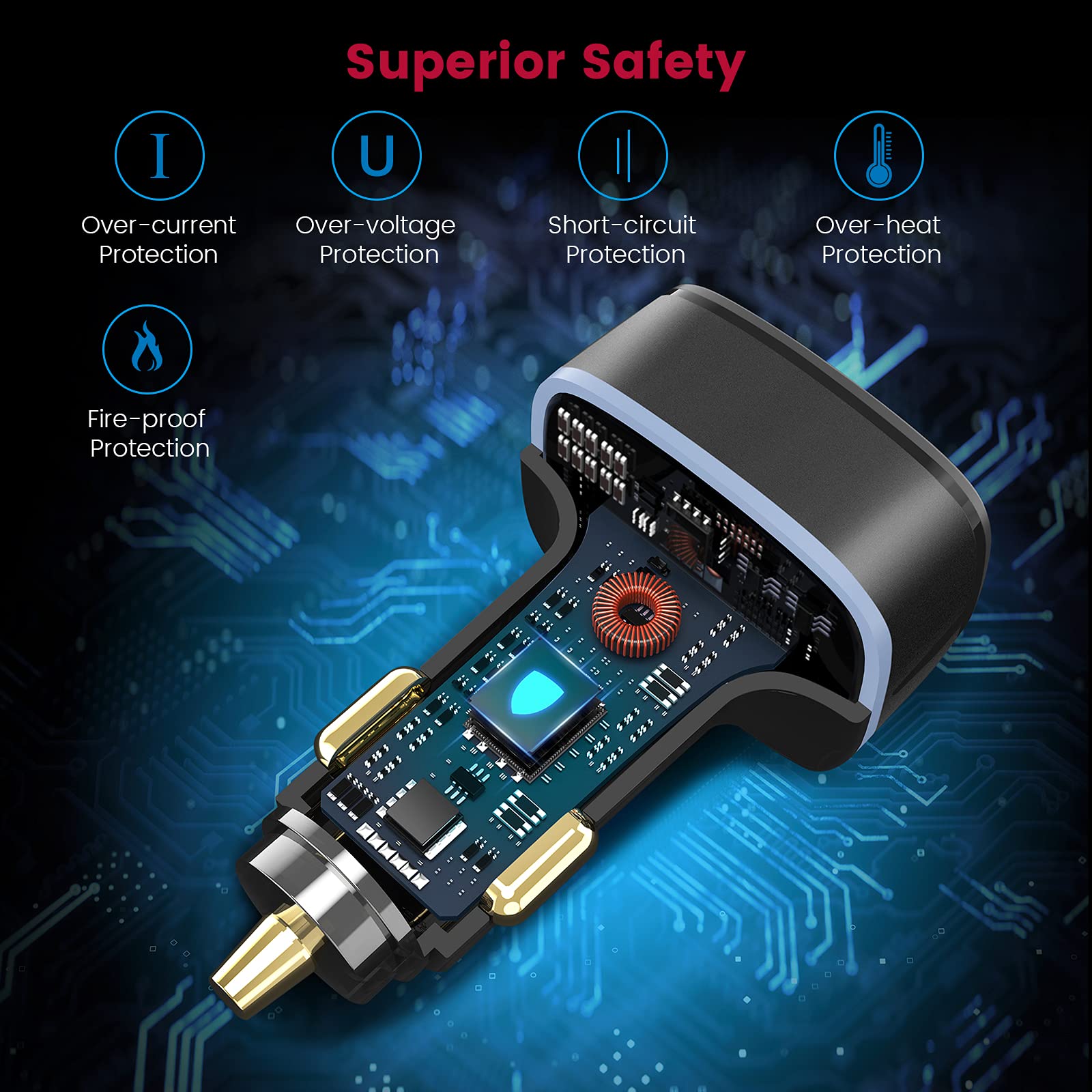 115W USB C Car Charger, VELOGK 3-Port [PPS&PD&QC3.0] 65W 45W 30W Super Fast Type C Car Charger Adapter for iPhone 15 Pro Max Samsung S24 S23 S22 Ultra Note 20, iPad, Macbook/Dell,with 100W USB C Cable