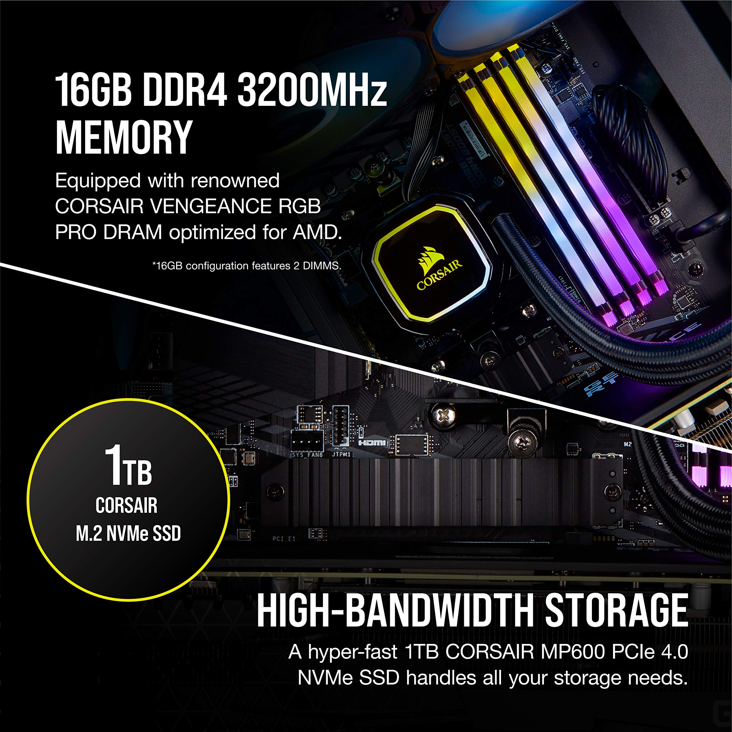 Corsair Vengeance a7200 Series Gaming PC - AMD Ryzen 7 5800X CPU - NVIDIA® GeForce RTX™ 3070 Graphics - 16GB Vengeance RGB Pro DDR4 Memory
