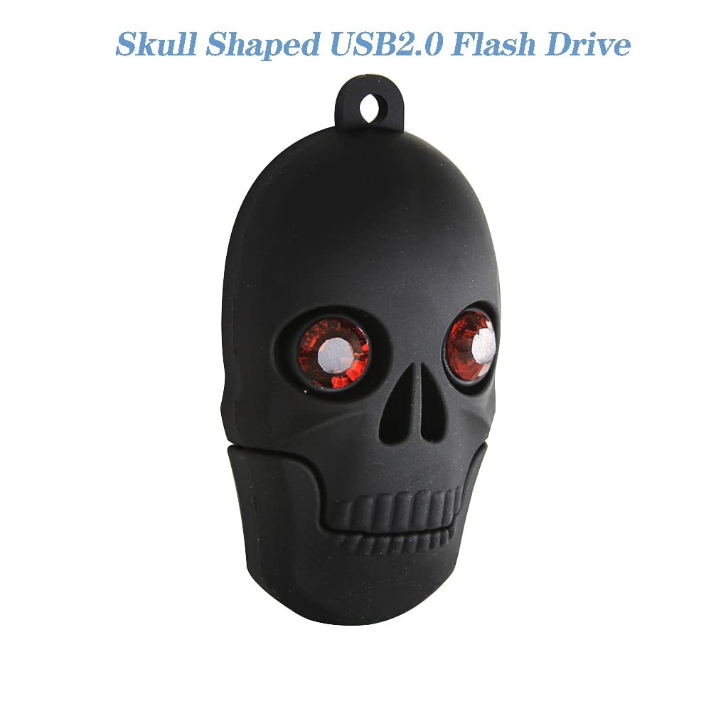 128GB USB 2.0 Flash Drive, Skull Shaped USB Drive, Cool Skeleton Cartoon Thumb Drive for Storage and Backup, Portable Memory Stick for PC/Tablets/Mac/Laptop
