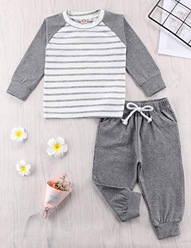 Baby Boy Clothes Stripe Long Sleeve T-Shirt Tops Sweatsuit Pants Sets Toddler Boy Fall Winter Outfits Sweater