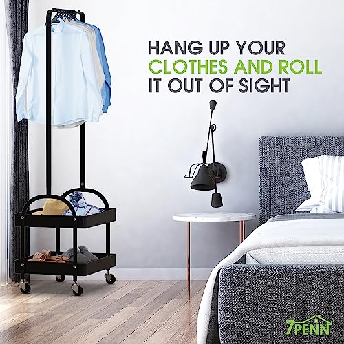7Penn Foldable Clothes Drying Rack - 3 Tier Standing Large Collapsible Laundry Drying Rack Clothing Hanger on Wheels