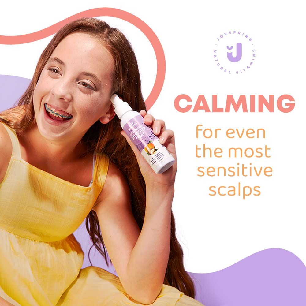 JoySpring Detangle Spray for Kids - Natural Conditioner & Detangler Spray with Argan Oil & Apricot - Curly Hair Detangling Spray (8 oz)