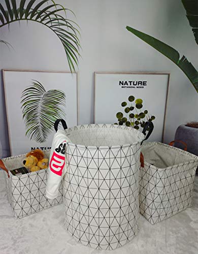 ASKETAM Fabric Laundry Basket Canvas Laundry Hamper for Dirty Clothes Toy Organizer Kid Nursery Room Decor Basket (Geometric rhombus)