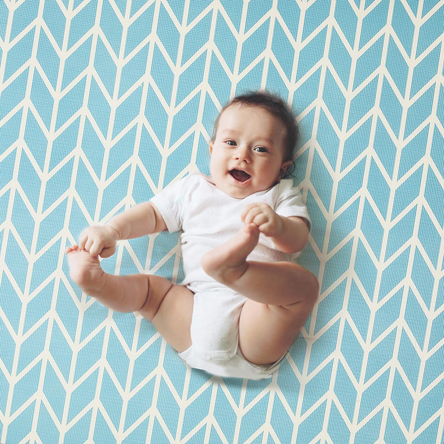 Angelbliss Play Mats for Babies - Haute Collection - Play Mat for Infants – Non-Toxic Baby Rug – Cushioned Baby Mat Waterproof Playmat – Reversible Double-Sided Kindergarten Mat (Medium - Blue)