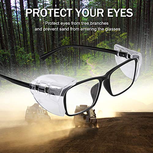 2 Pairs Side Shields for Prescription Glasses, Safety Glasses Side Shields for Eye Protection, Slip on Side Shields for Eye Glasses, Fits Most Small to Large Eyeglasses