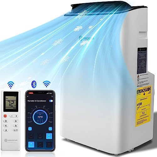 Aigostar 12000 BTU Smart Portable Air Conditioner, Dehumidifier, Fan, 4-in-1 AC Unit Room Up to 550 Sq.Ft, WIFI App & Remote Control,Works with Alexa/Google Assistant, 24H Timer, Window Kit, White