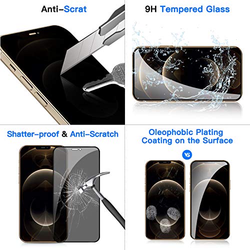 Intermerge 2 Pack Privacy Screen Protector for iPhone 12 Pro Max, Premium 4D Curved Edge to Edge Full Coverage Privacy Tempered Glass Screen Protector for Apple iPhone 12 Pro Max