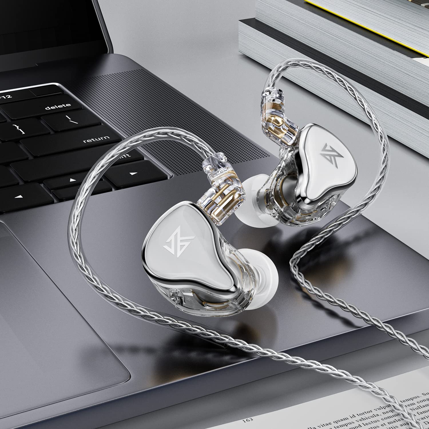 KZ ZAS in Ear Monitor Earphone 7BA+1DD 16 Unit Hybrid Technology IEM Headphones Noise Cancelling, 8 Core Cable 3.5mm Jack Wired Earbuds (No Mic, White)