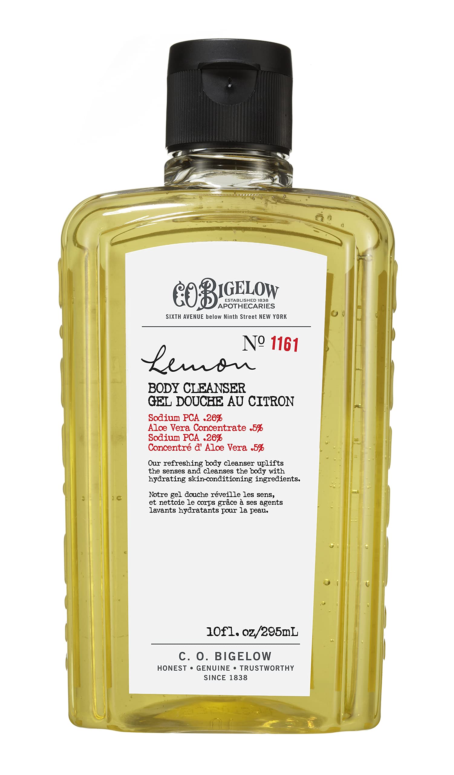 C.O. Bigelow Body Cleanser - No. 1161 - Moisturizing Lemon Body Wash for Men & Women with Aloe Vera, Sodium PCA, and Glycerin, 10 fl oz