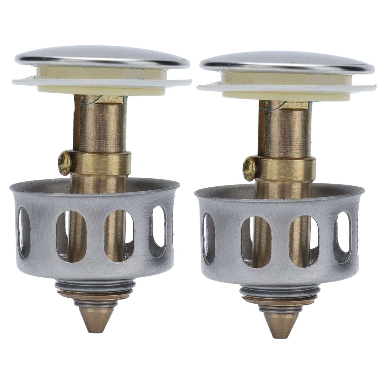 2-Pack Push-Up Sink Stopper Filter Set for Kitchen Bathroom Bathtub - Pop-Up Drain Replacement - Easy to Install