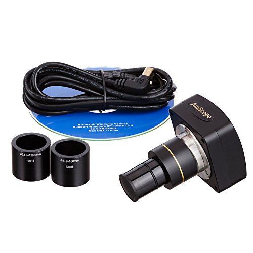 AmScope 7X-45X Simul-Focal Stereo Zoom Microscope on Dual Arm Boom Stand with 144-LED Ring Light and 10MP Camera