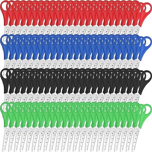 300 Pack Kid Scissors 5 Inch Blunt Tip Scissors Bulk Kids Safety School Scissors with Comfortable Grip Handles Multipurpose Scissors for School Office Home Sewing Fabric Craft Supplies, 4 Color