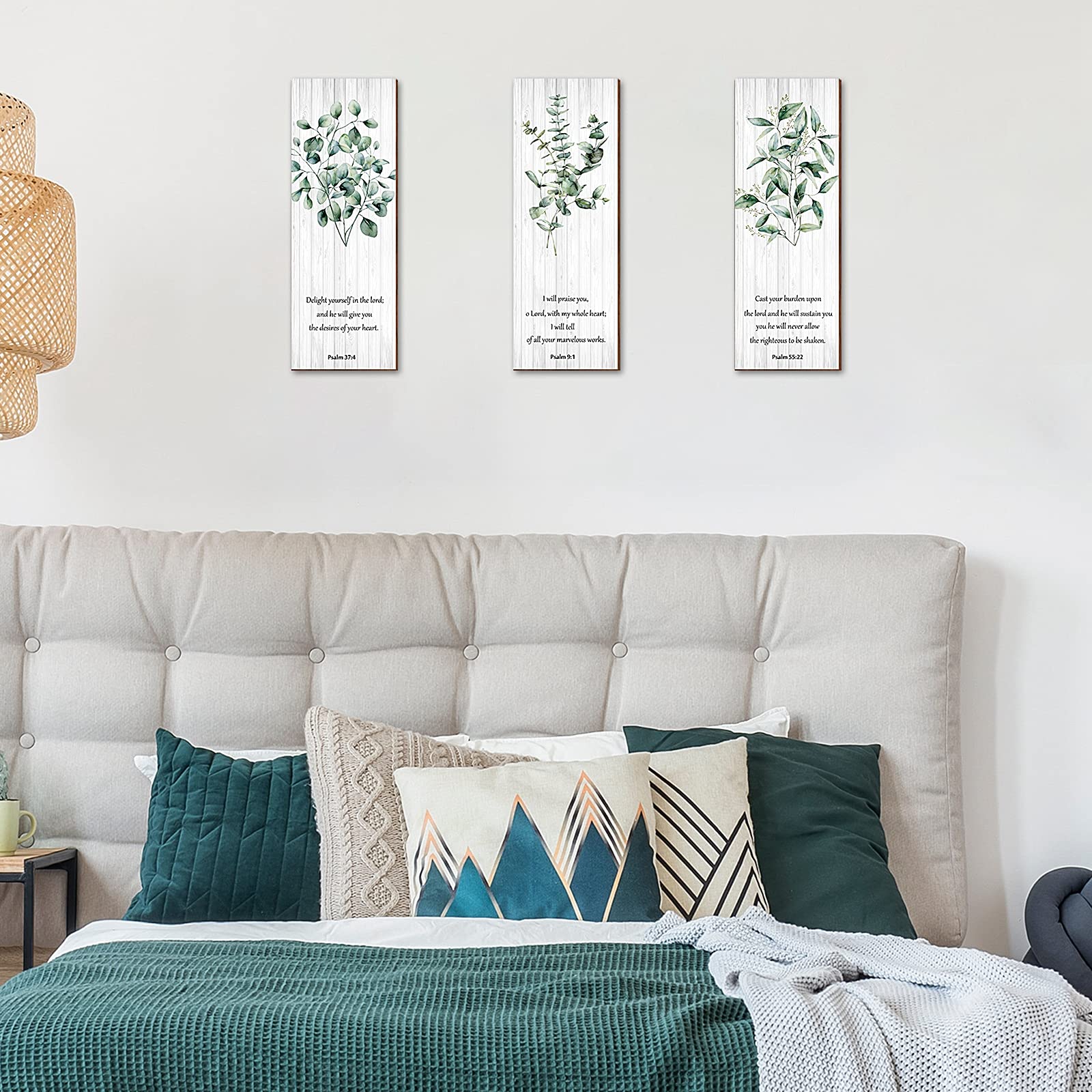 3 Pieces Bible Verses Wall Art Decor Christian Wall Art Wooden Christian Decorations for Home Rustic Christian Room Decor Farmhouse Scripture House Decor Christian Posters, 10 x 4 Inches