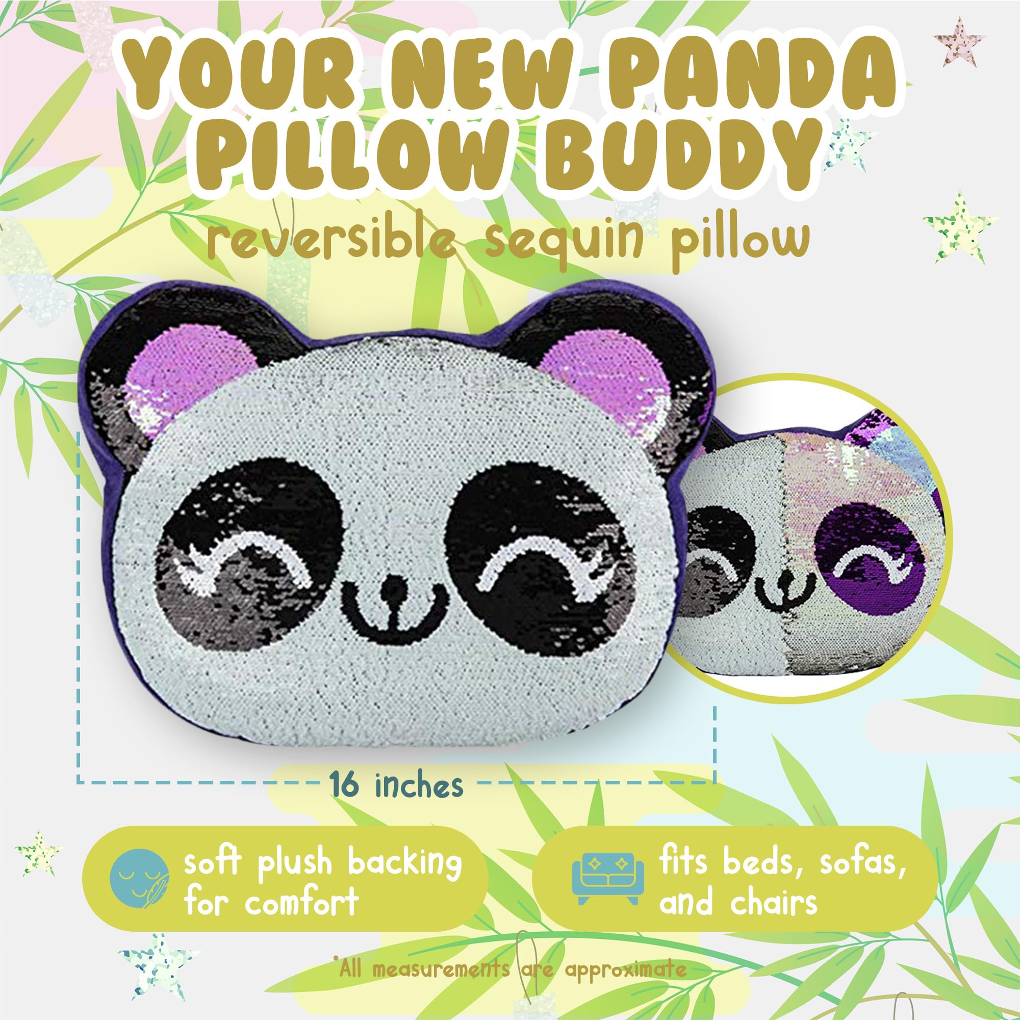 16” Reversible Sequin Pillow | Select your Favorite Colorful Design Llama, Narwhal, Panda, Penguin, Donut, Watermelon, Sloth, Alpaca & More | Playful Addition to Kids Bed or Playroom (Ice Cream)
