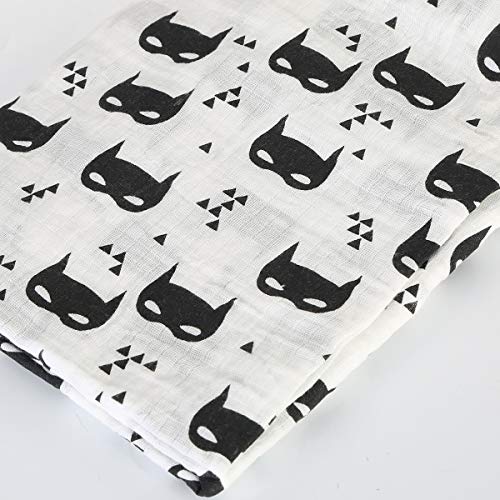 Baby Muslin Swaddle Blanket, Soft Muslin Cotton Swaddle Wrap for Boys or Girls (Bat Man Mask)