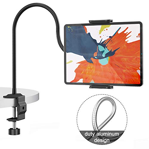 Klsniur Tablet Stand Holder, Adjustable Height Tablet & Phone Stand for Desk, 360° Rotating Aluminum Metal Tablet Stand Mount Compatible for iPad Pro Air Mini, iPhone, Samsung, Kindle (4.7"-12.9")