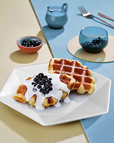 Delling Appetizer Plates Set - Ceramic 7 inch White Dessert Plates/Serving Plates/Salad Plate- Dinnerware Dishes Set for Snacks, Pasta, Side Dishes -Serving Plates Set of 6