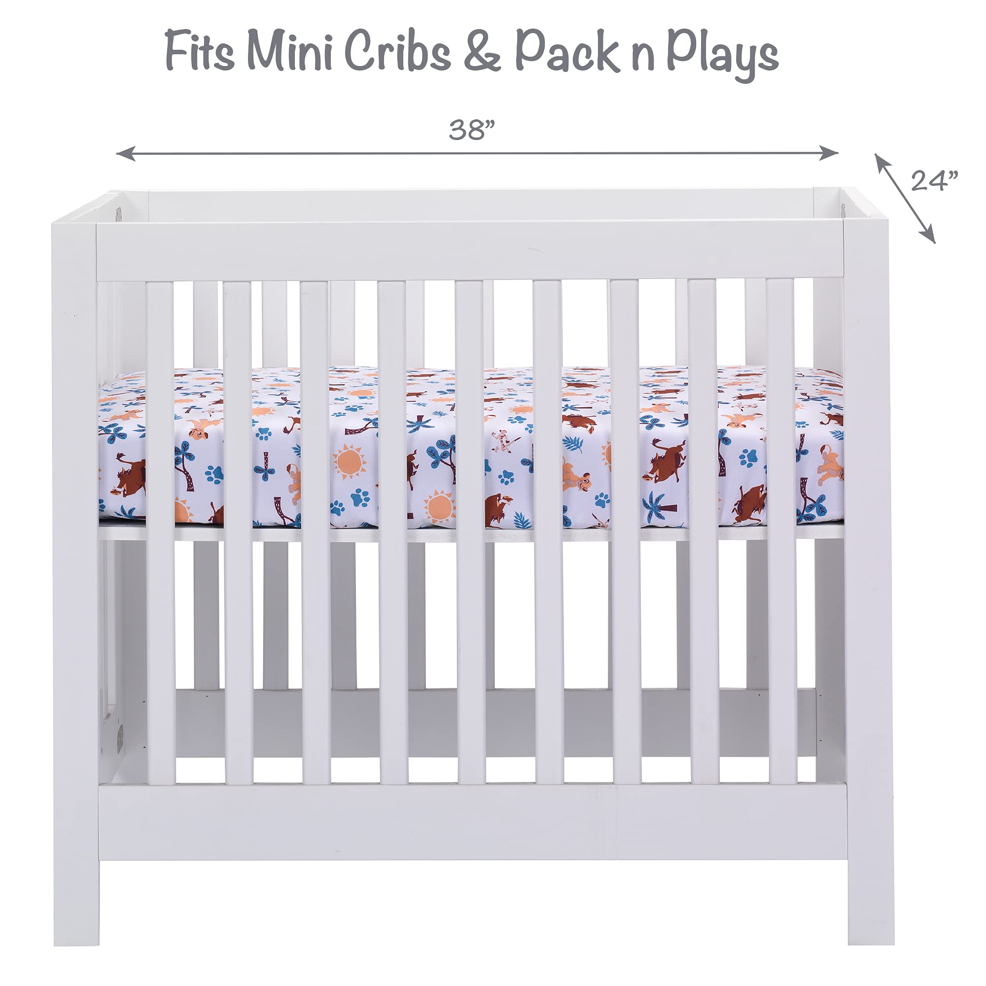 Lambs & Ivy (LAMCR) Lion King Adventure Fitted Mini Crib Sheet, White (790006M)