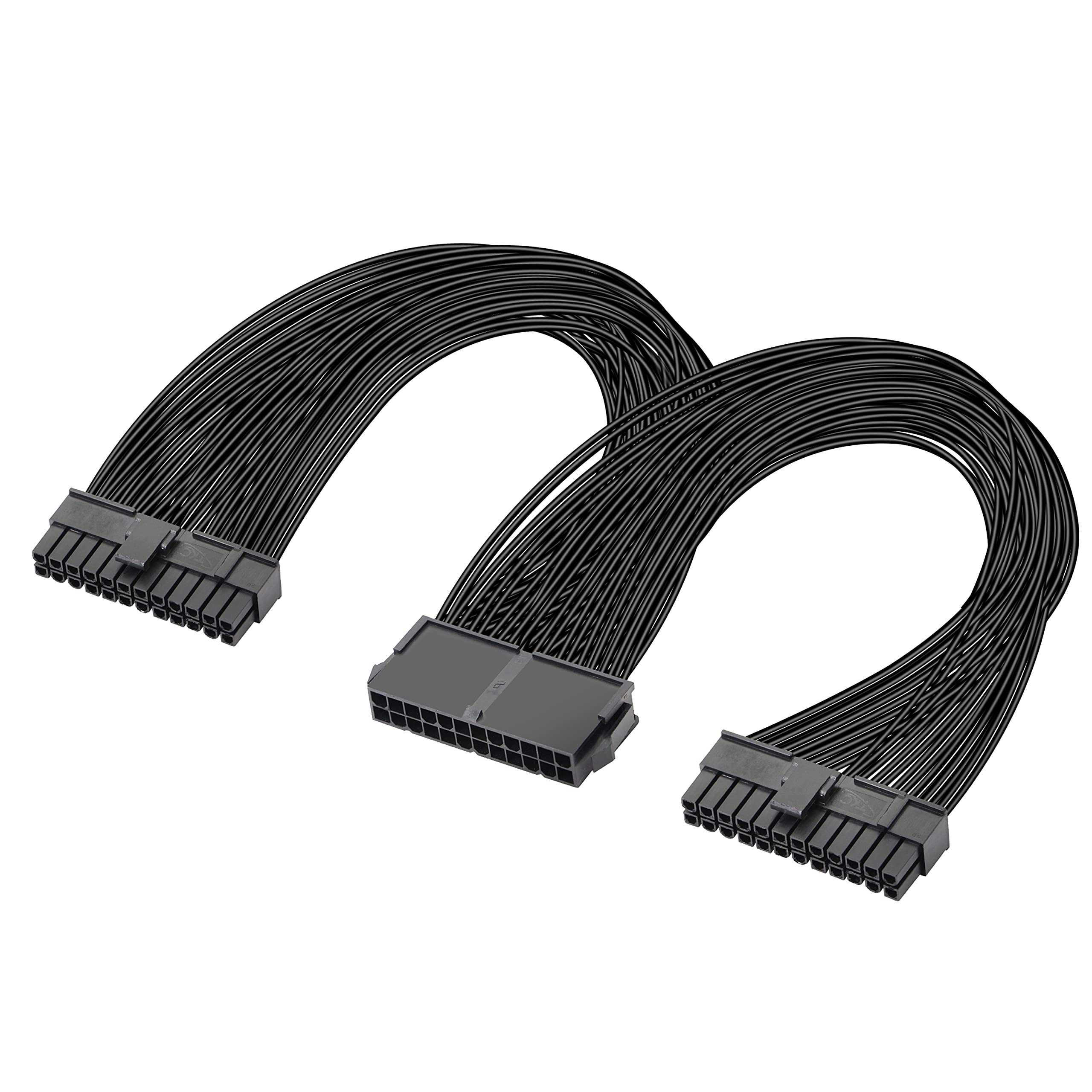 GELRHONR PSU Power Supply 24-pin ATX Motherboard Splitter Cable,24pin(20+4) for Dual ATX Motherboard Extension Cable PSU Female to Male Y Adapter Cable -1Ft