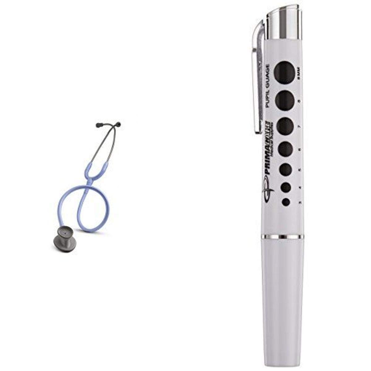 3M Littmann Lightweight II S.E. Stethoscope, Ceil Blue Tube, 28 inch, 2454 and Primacare DL-9325 Reusable LED Penlight with Pupil Gauge bundle