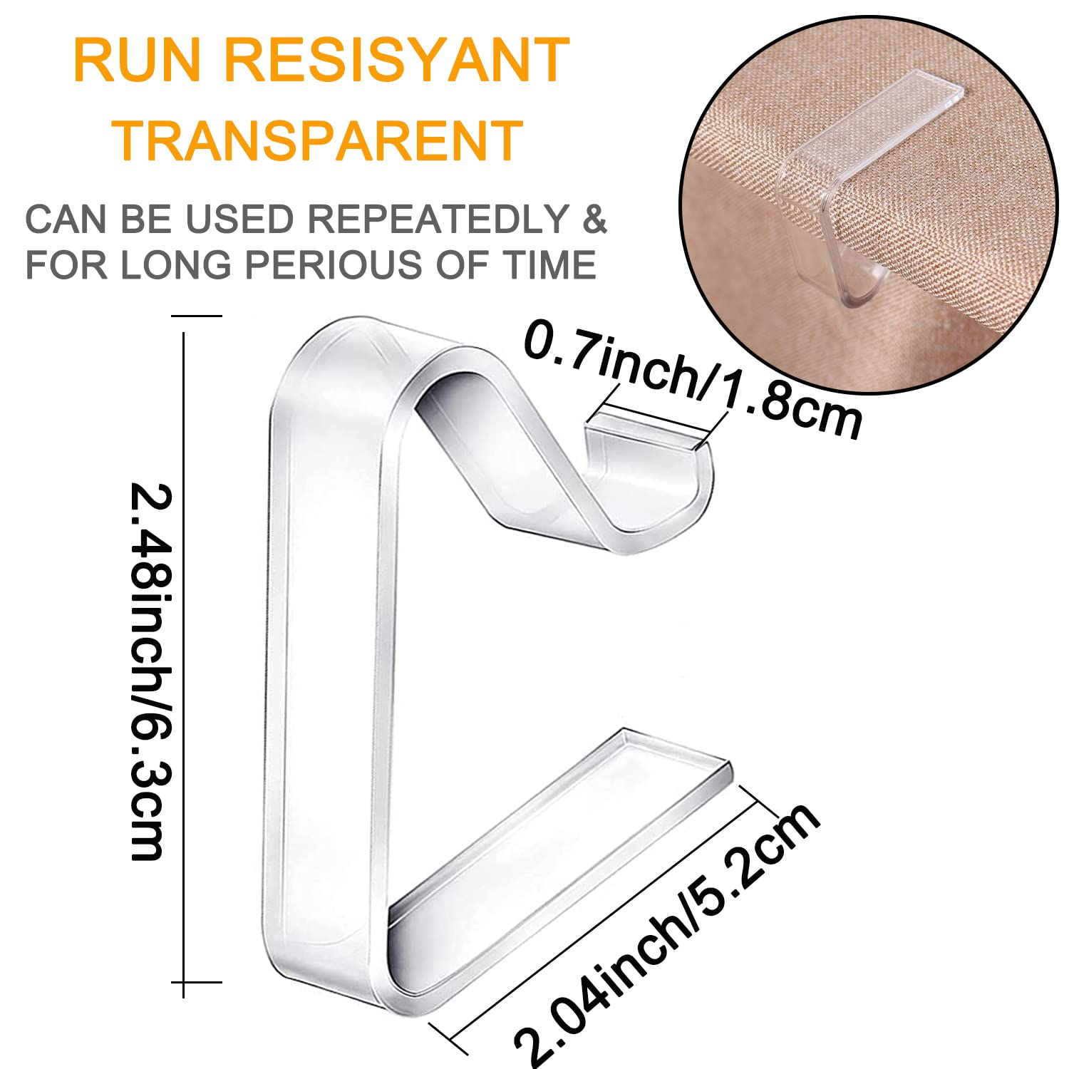 48 Pieces Transparent Clear Tablecloth Clips, Plastic Table Cloth Clips,Windproof Table Cover Holder Clamps,Table Cloth Holder for Christmas Home Wedding Party Indoor Outdoor Camping Picnic (Large)