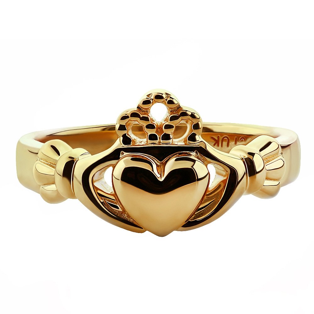 14K Yellow Gold ULG-6163Y Claddagh Ring - Size: 6