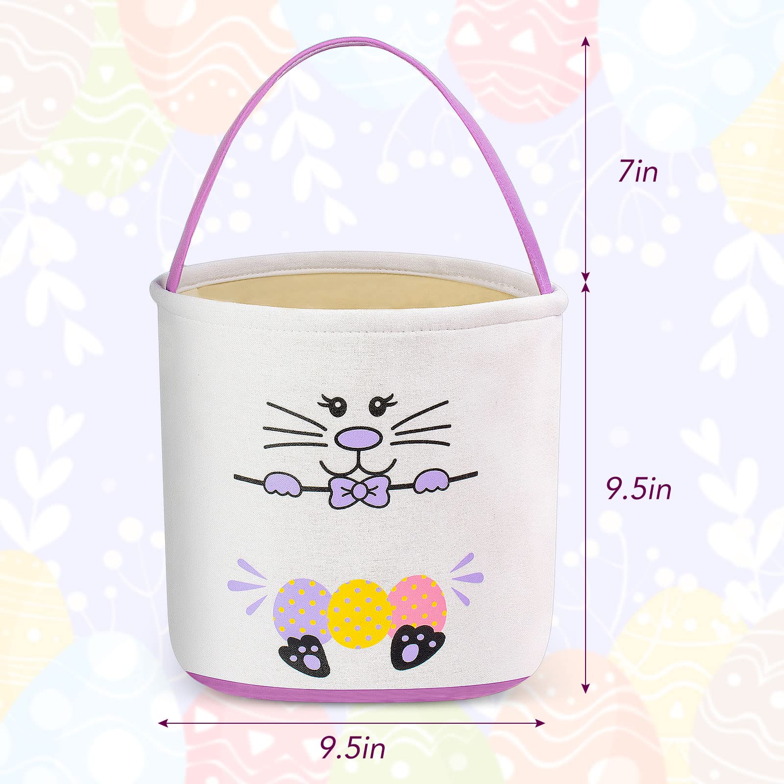 3 Pcs Easter Baskets for Kids - Easter Egg Bags Easter Candy Egg Hunt Basket Cute Rabbit Tote Bag for Kids Easter Decorations Eggs Candy
