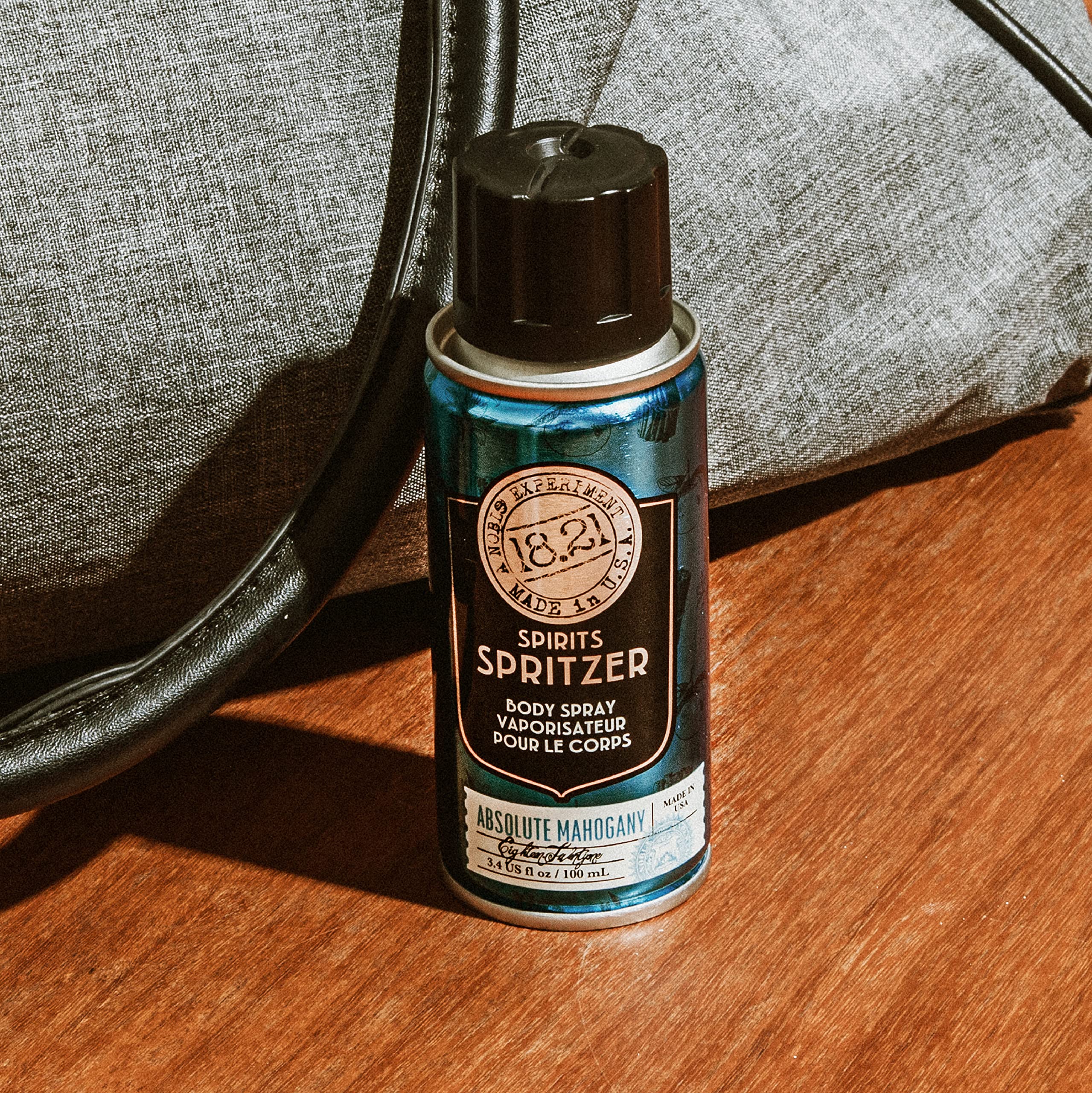 18.21 Man Made Men’s Spirits Spritzer Absolute Mahogany, 3.4 oz. - Long-Lasting All Over Body Spray with Masculine Aromatics - Gifts for Him