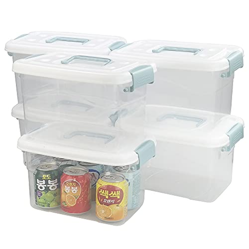 Kiddream 6-pack 5 Liter Small Boxes with Lids, Plastic Clear Storage Bin