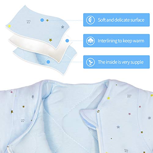 BBTKCARE Sleep Sack - Cotton Wearable Blanket,Warm Baby Pajamas for Toddler 6-9 Month-Blue
