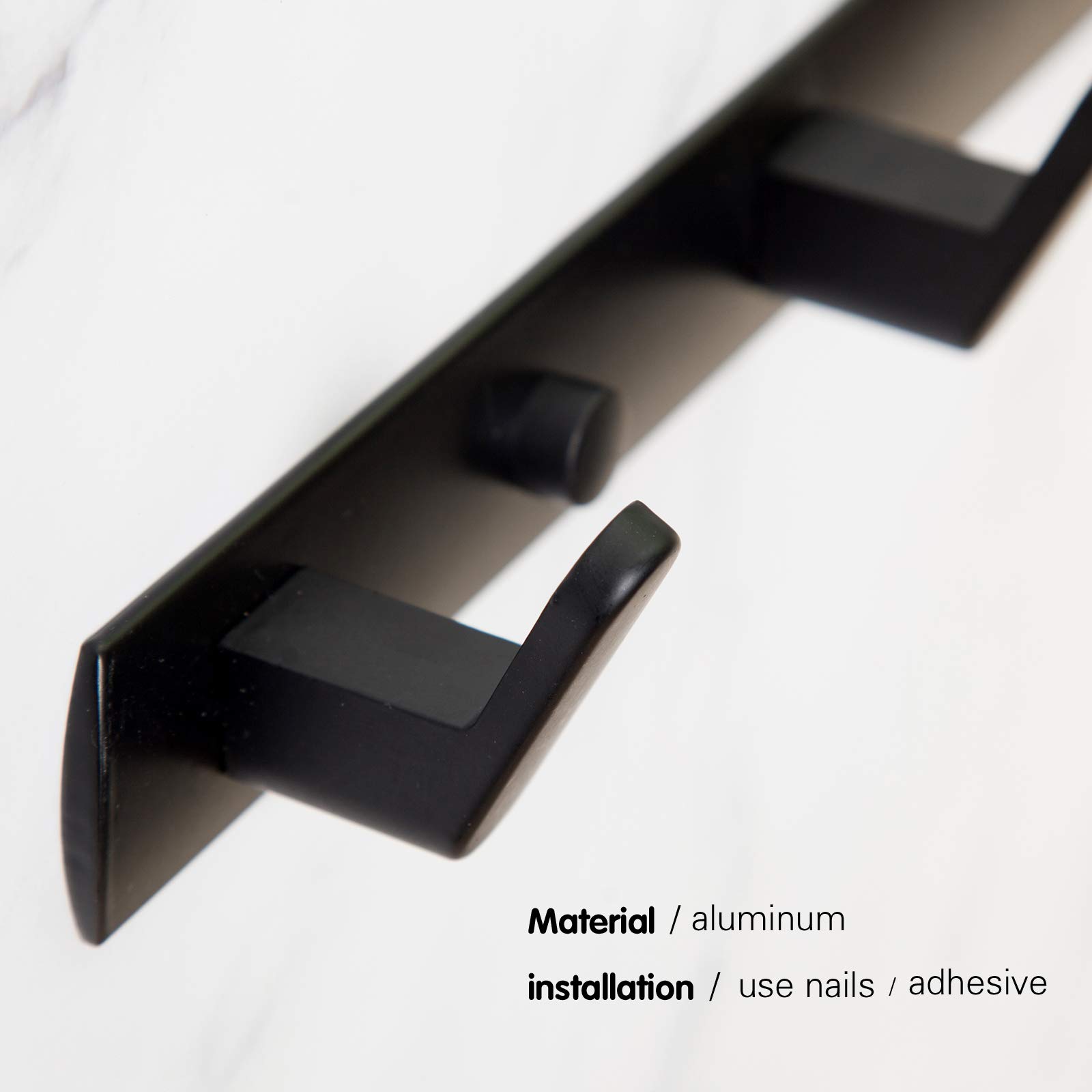 4 Hooks Matte Black Wall Bathroom Towel Hooks Mount Stainless Steel Heavy Duty Shower Wall Coat Rack Hooks Rail Decorative Bath Hooks for Hangin,Hats Hook kitchen Towel Wall Hook Rack for Hanging