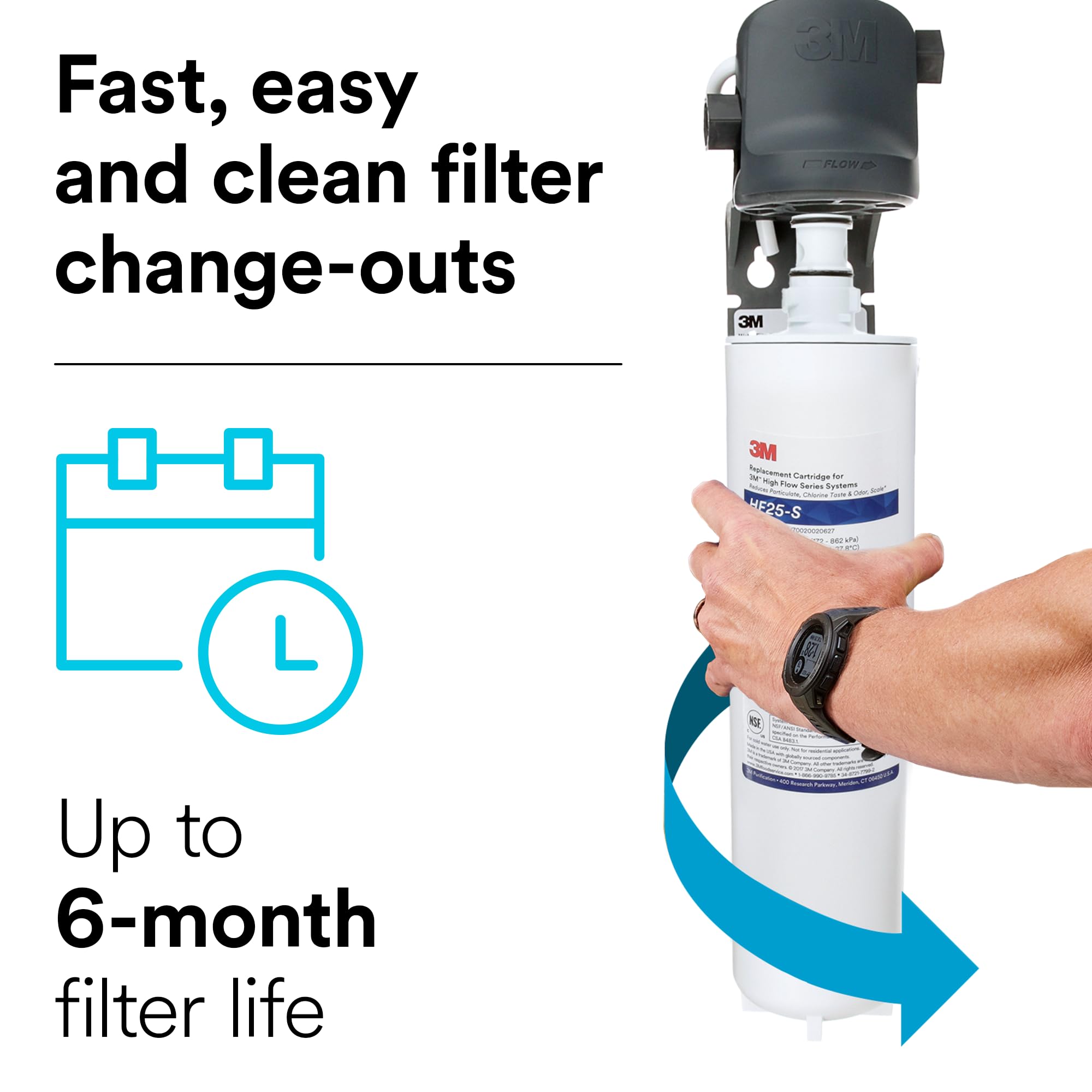 3M Water Filtration Products Replacement Cartridge HF25-S for High Flow Series ICE125-S System. 5615203 (Case of 6)