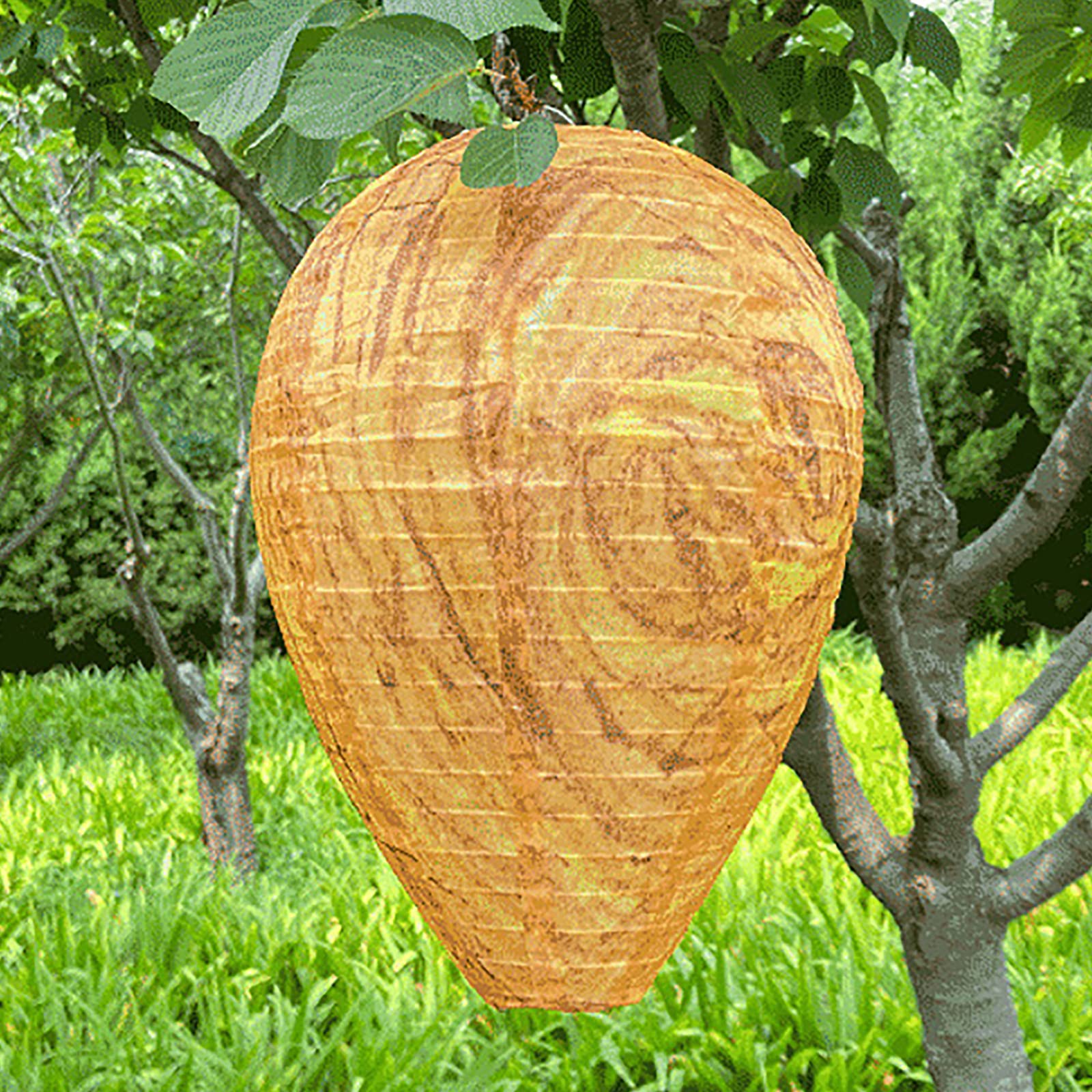 2 Pack Wasp Nest Decoy Waterproof Hanging Wasps Deterrent Fake Wasp Repellent for Hornets Wasps Yellow Jackets Outdoor,Garden,Yard