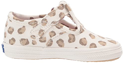 Keds baby girls Champion Lace Toe Cap T-strap Sneaker, Snow Leopard, 3 Infant US
