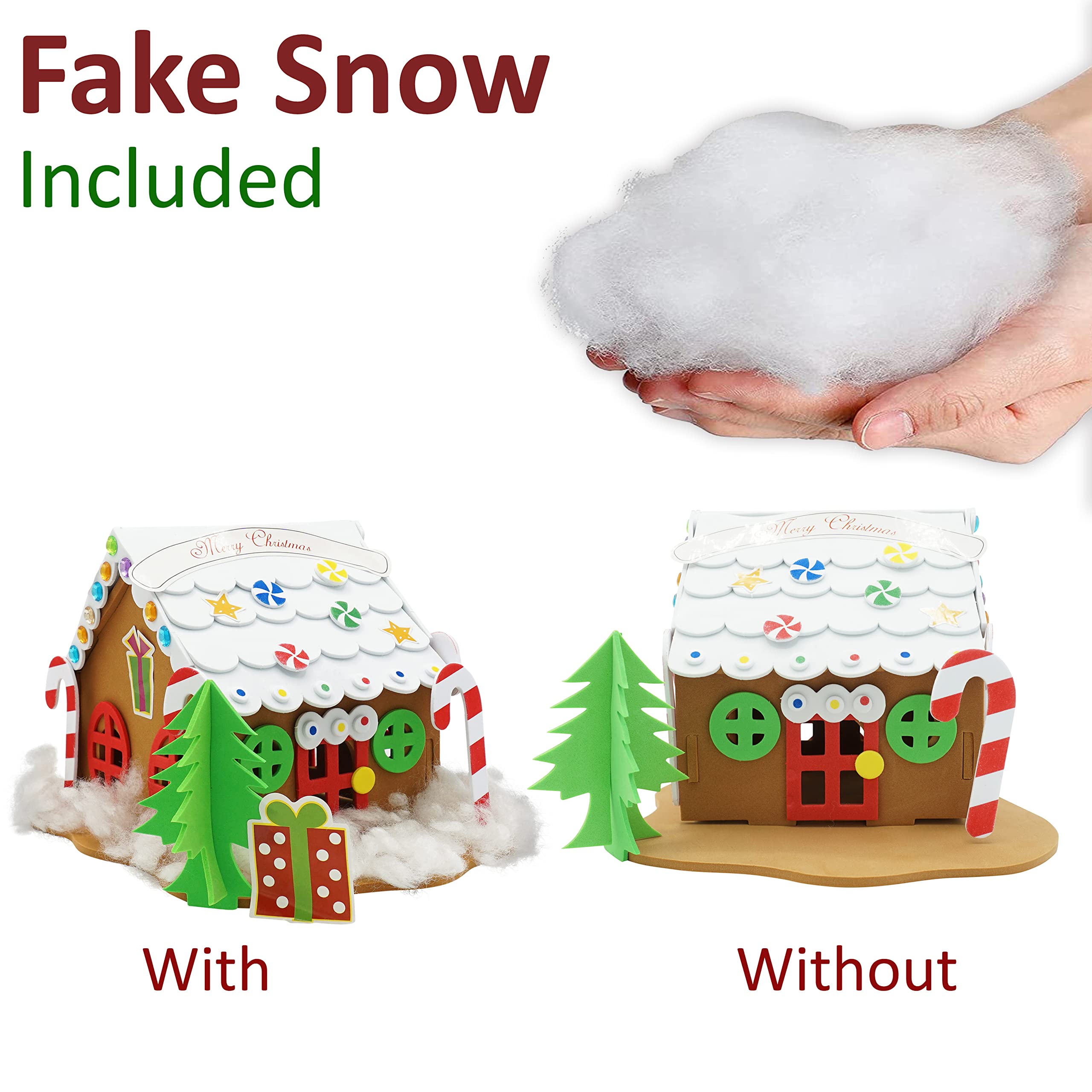 4E's Novelty Make 6 Foam Gingerbread House Kit Crafts (6 Pack) Bulk Christmas Crafts for Kids - DIY Holiday Activity Arts and Crafts