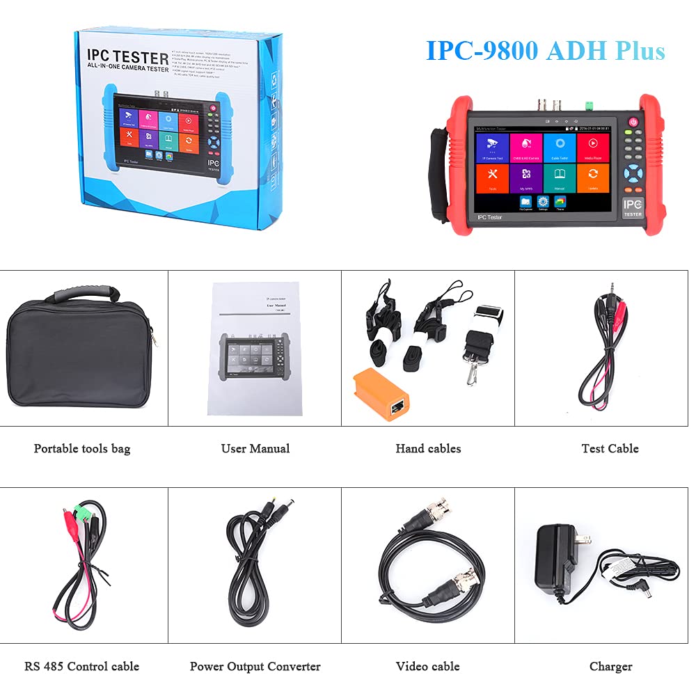 ELECTOP Upgraded 7 inch IPS Touch Screen IP Camera Tester, Support AHD, TVI, CVI & CVBS CCTV Tester Security Analog Tester with PTZ/POE/WIFI/4K H.265/HDMI in&Out/RJ45 TDR/Firmware