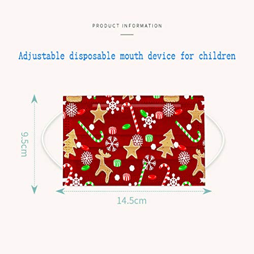 Kids Disposable Face_Mask,Christmas Print Cloth Covering,No Washable, Lightweight Breathable and Anti-Haze Dust Mouth Guards Balaclava