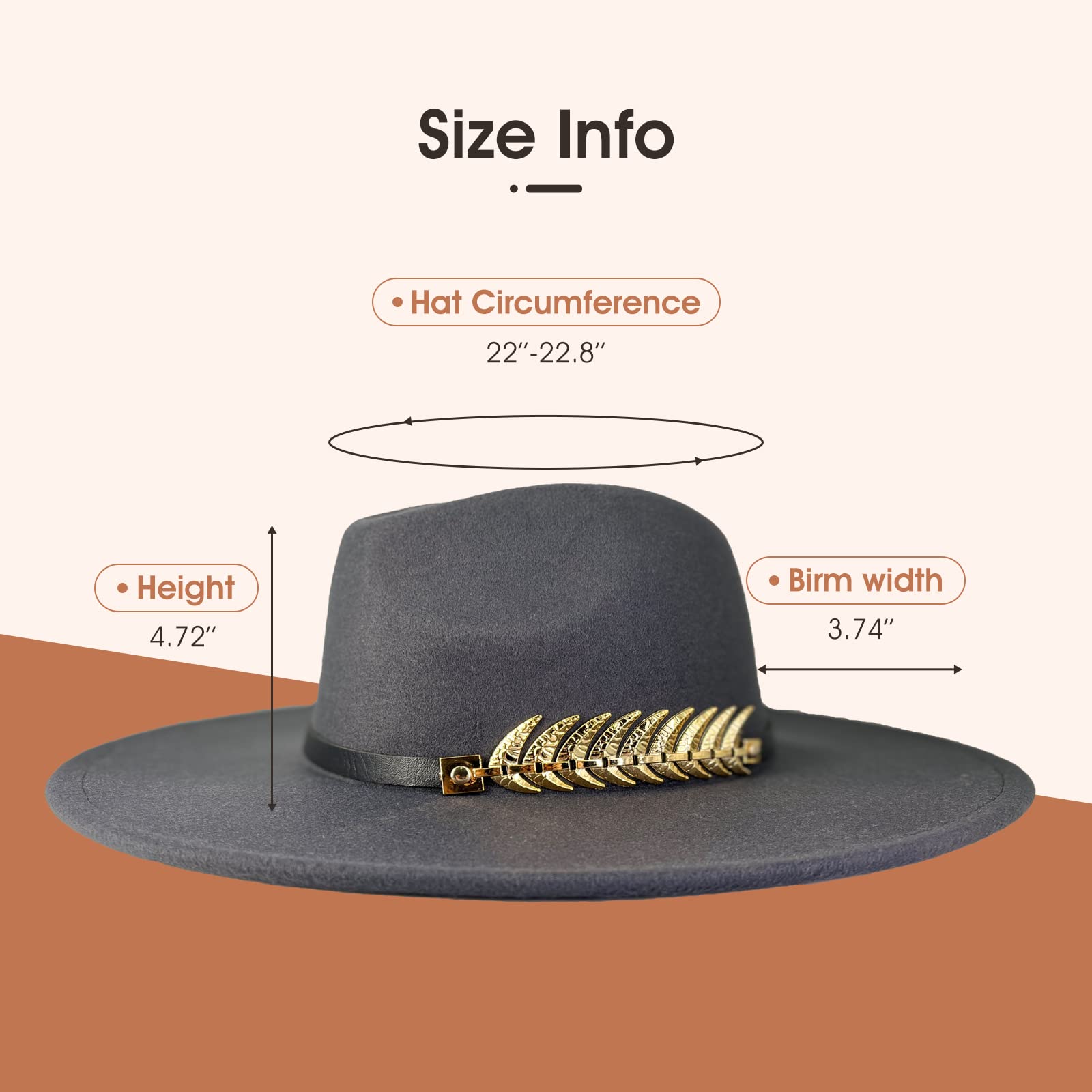 2 Pack Wide Brim Fedora Hats for Women Men, Stylish Felt Fedora Hats for Women Fedora Hats with Belt Felt Panama Hat