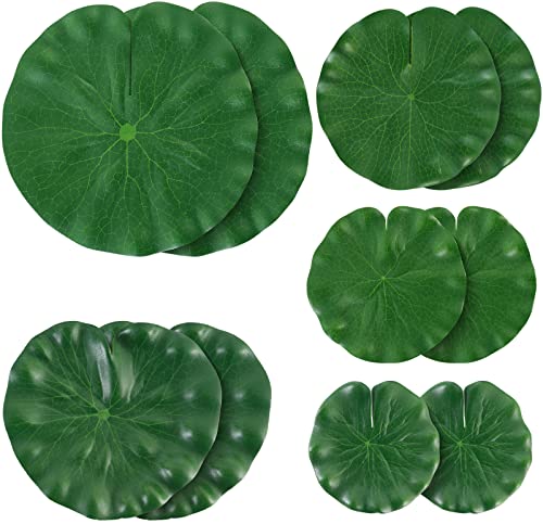 AIQINHU Artificial Lily Pads for Pond, 10 Pcs 5 Sizes Realistic Floating Foam Lotus Leaves, Large Beautiful Lifelike Lily Pads Leaves for Pond Pool Fountain Garden Decoration