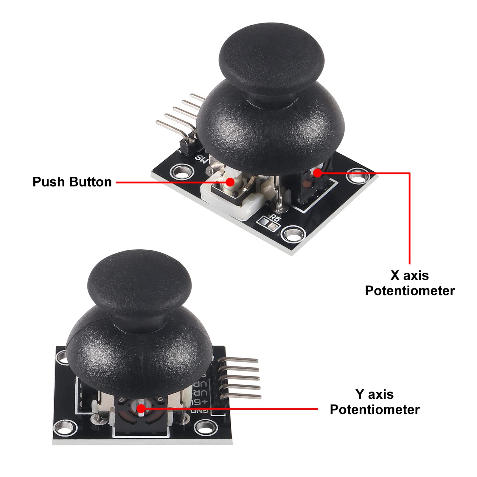 10Pcs Game Joystick Breakout Module Game Controller Sensor JoyStick Breakout Shield for PS2 Module XY Dual-axis Module Replacement Joystick Analog Thumb Stick