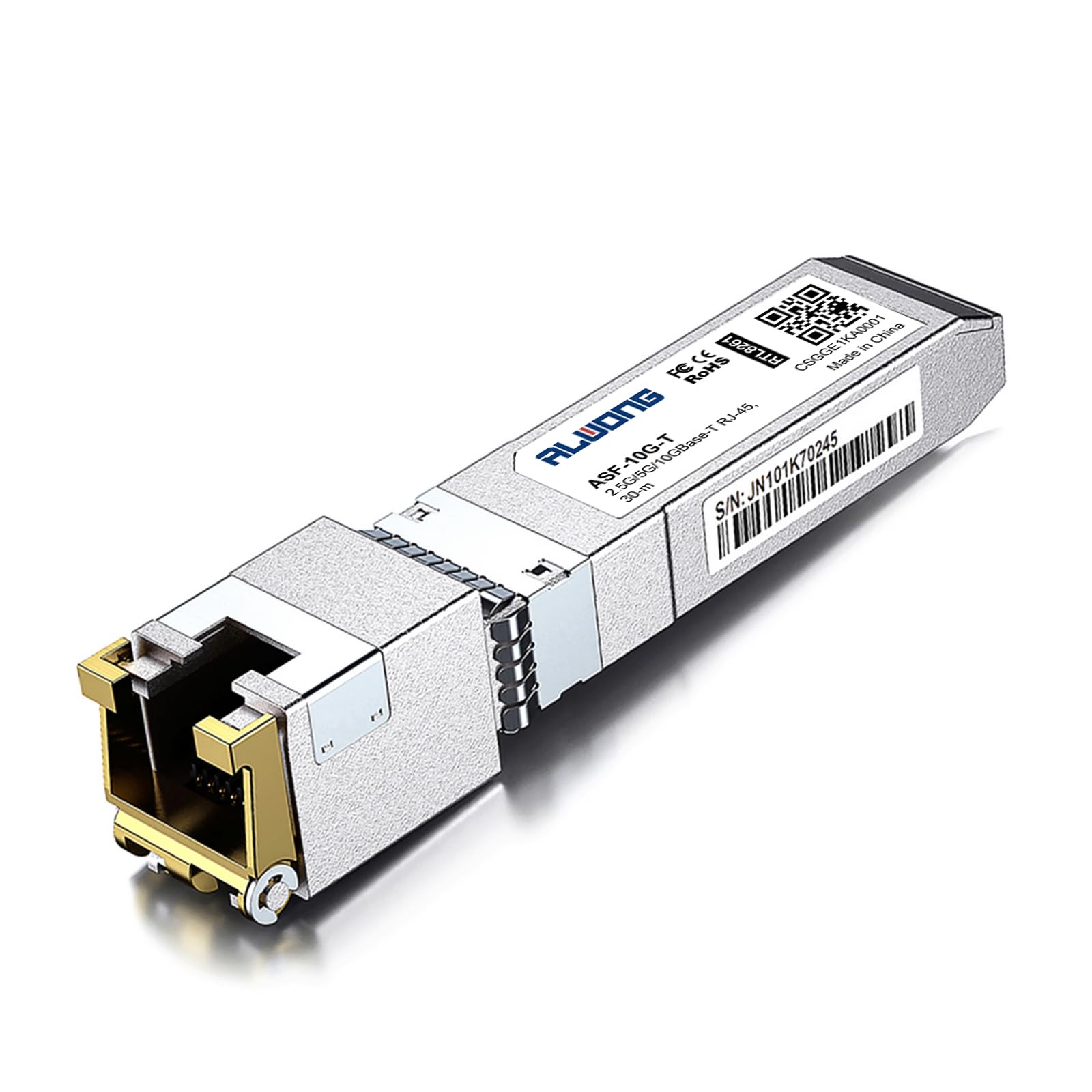 Alwong 10GBASE-T SFP+ Transceiver, SFP+ to RJ45 Copper Module. 2.5/5/10G Multi-Rate, for Cisco SFP-10G-T-S, Ubiquiti UniFi UF-RJ45-10G, Meraki, MikroTik S+RJ10, Netgear, D-Link, and More, Pack of 2
